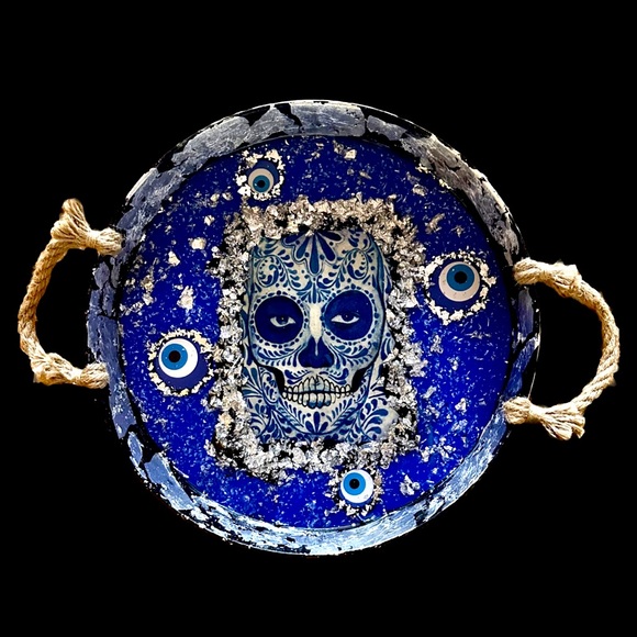 Accents | Skull Evil Eye Resin Silver Leaf Galvanized Decor Tray | Poshmark